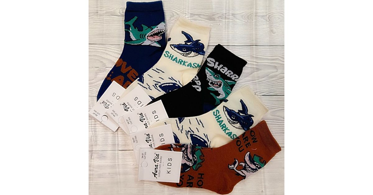 Gyerek pamut cápás bokazokni (5 pár) - fehernemu.hu webáruház